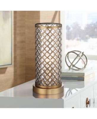 360 Lighting 12" High Brass Metal Lattice Modern Accent Table Lamp with ...