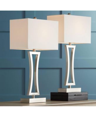 360 Lighting Roxie Modern Table Lamps 31" Tall Set of 2 Brushed Nickel ...