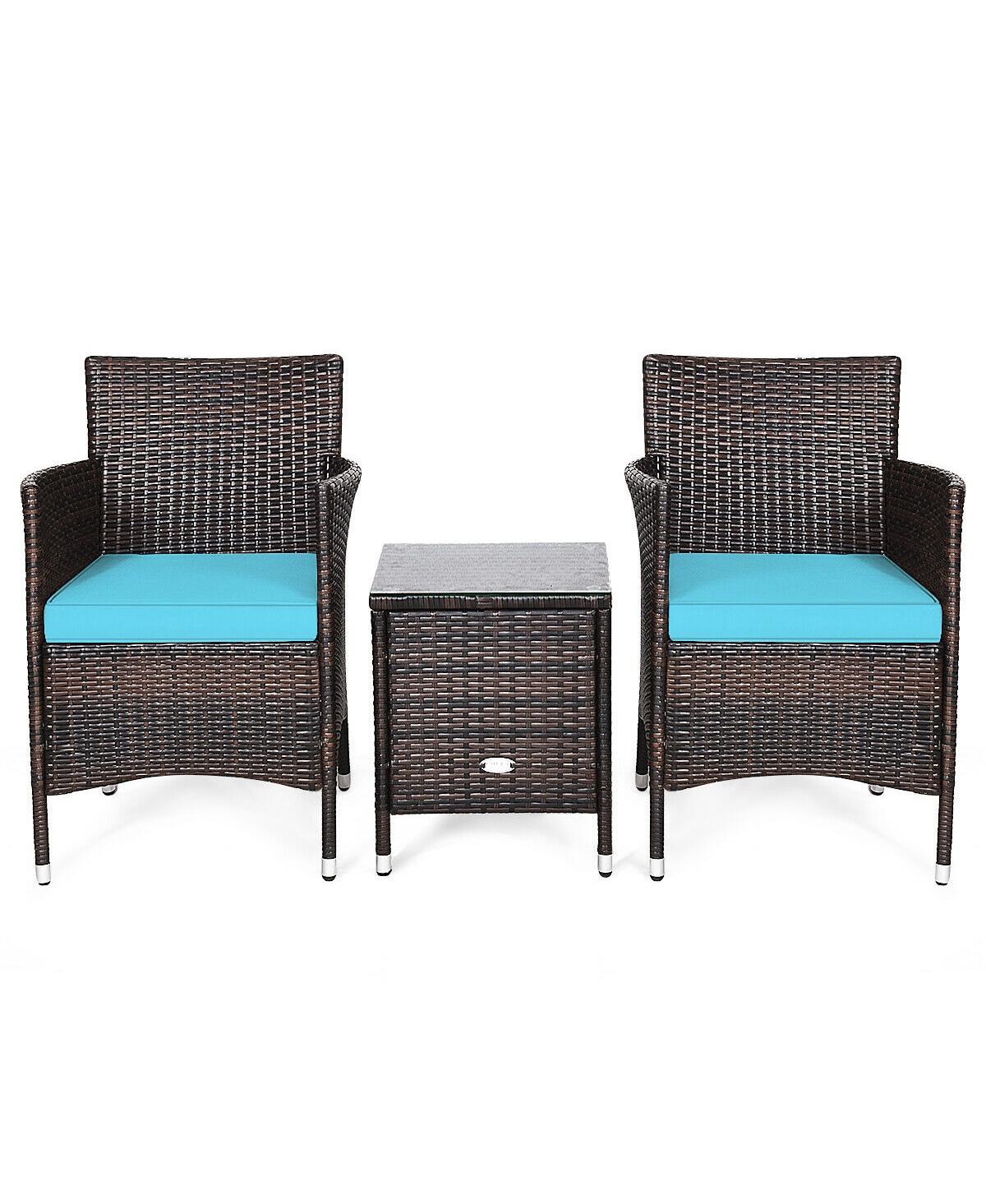 Click here for 3 Pcs Outdoor Rattan Wicker Furniture Set - Blue prices