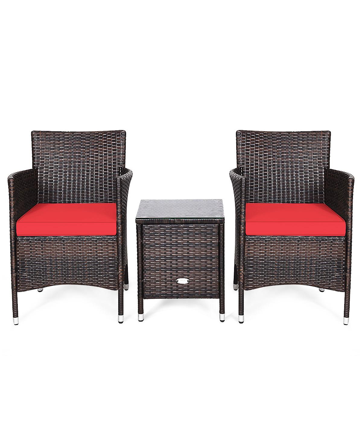 Click here for 3 Pcs Outdoor Rattan Wicker Furniture Set - Red prices