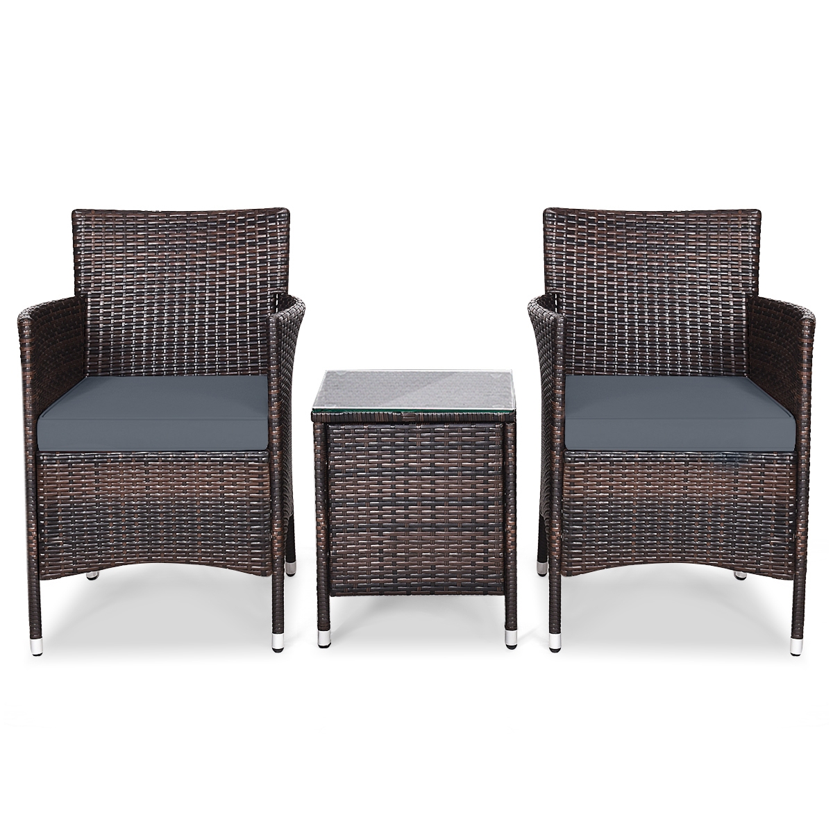 Click here for 3 Pcs Outdoor Rattan Wicker Furniture Set - Grey prices