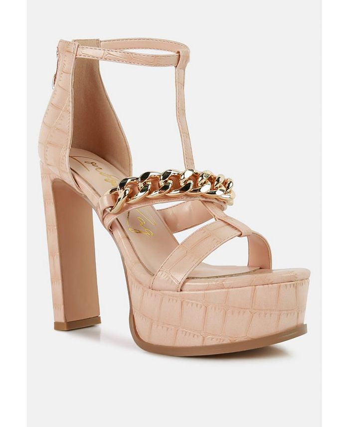 London Rag Women's Bonita Metal Chain Zip Up Sandals - Macy's