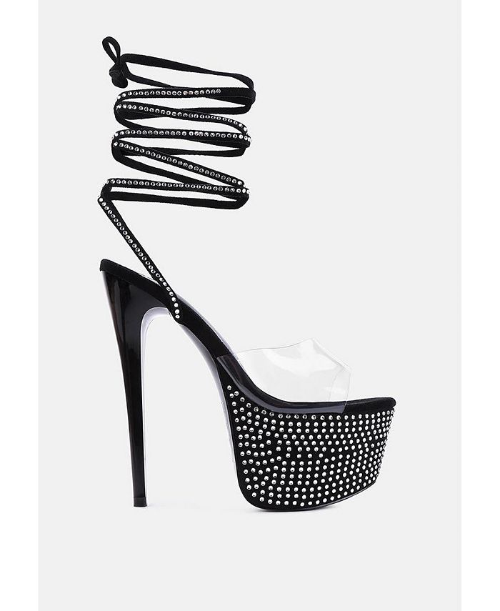 London Rag Sugar Mom Strappy Diamante Platform High Heels - Macy's