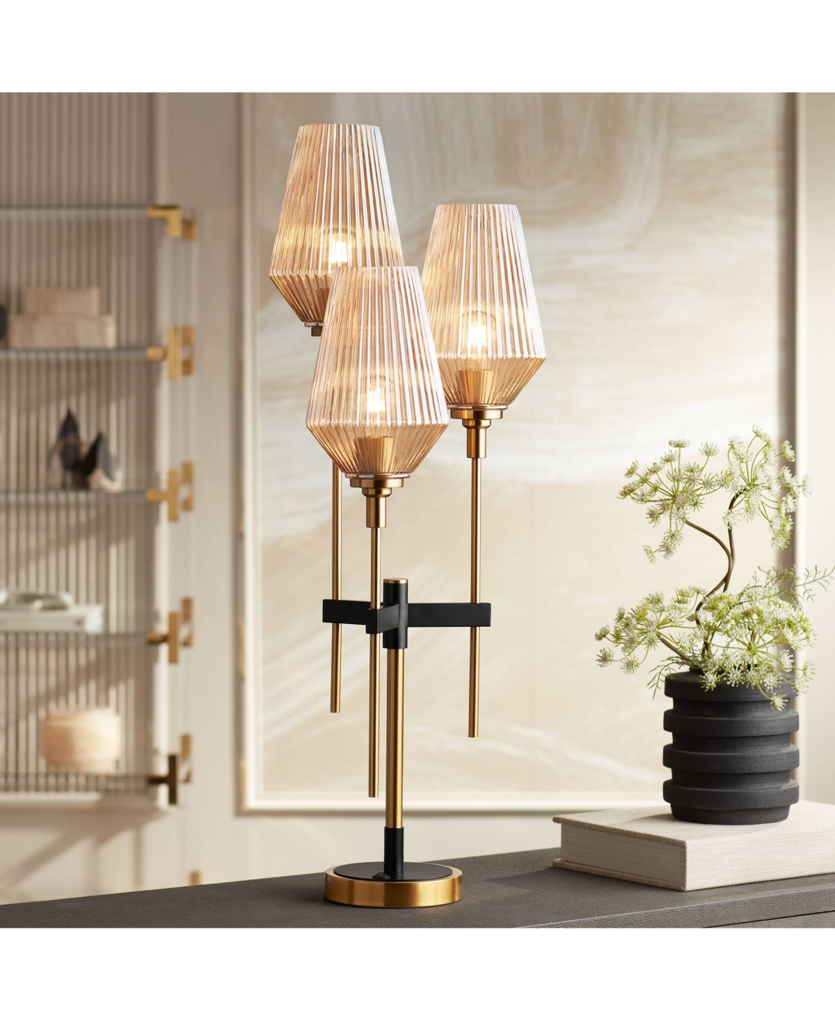 Click here for Axiom Modern Console Table Lamp 39 Tall Brass Gold... prices