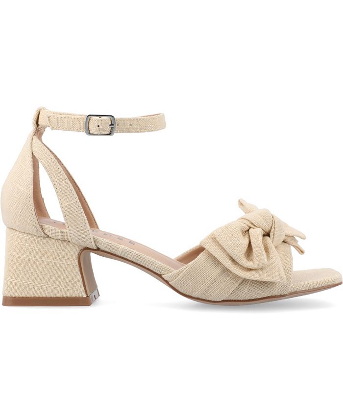 Journee Collection Women's Zevi Bow Detail Block Heel Sandals - Macy's