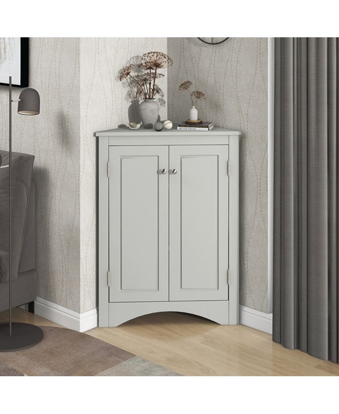 Simplie Fun Triangle Bathroom Storage Cabinet with Adjustable Shelves ...