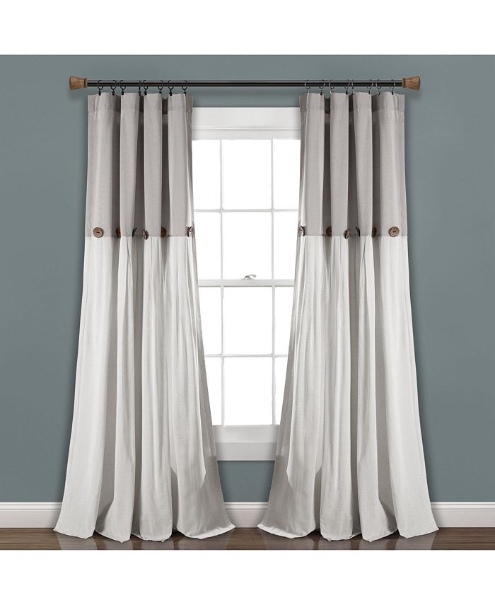 Lush Decor Linen Button Window Curtain - Single Panel - Rustic and ...