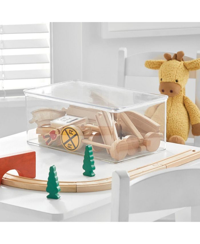 mDesign Plastic Stackable Toy Storage Bin Box with Hinge Lid, 4 Pack ...