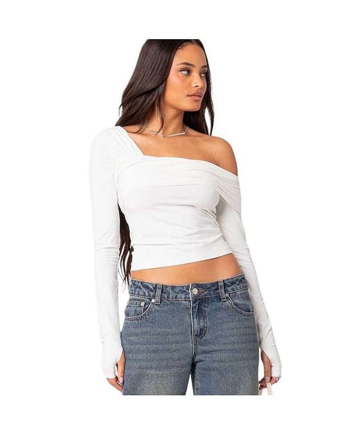 Edikted Women's Asymmetric fold over top - Macy's