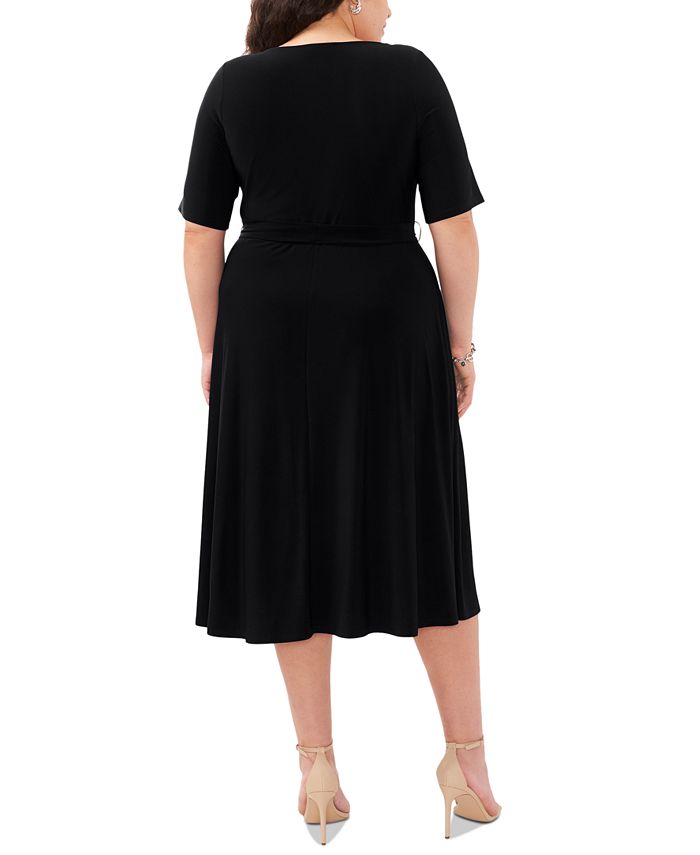 MSK Plus Size Tie-Waist Hardware A-Line Dress - Macy's