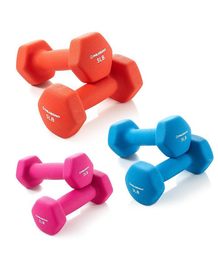 Philosophy Gym Neoprene Dumbbell Hand Weights with Stand, 20 lbs (2 lb ...