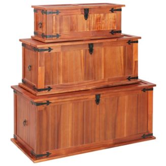 Storage Chests 3 pcs Solid Acacia Wood - Macy's