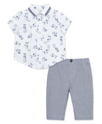 Little Me Baby Boys Puppies Button Front Shirt and Pants Set - Macy's