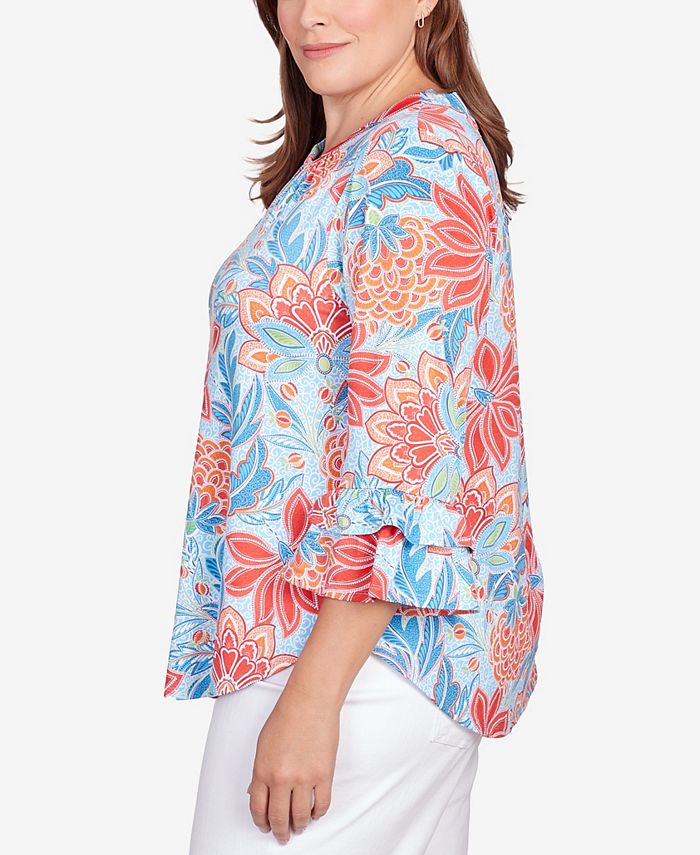 Ruby Rd. Plus Size Bold Floral Puff Print Top - Macy's