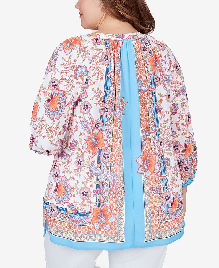 Ruby Rd. Plus Size Button Front Floral Printed Crepe Georgette Blouse ...