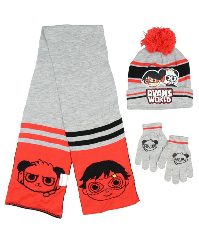 Ryan's World Kids Ryan and Combo Panda Gloves Scarf And Pom Beanie 3 ...