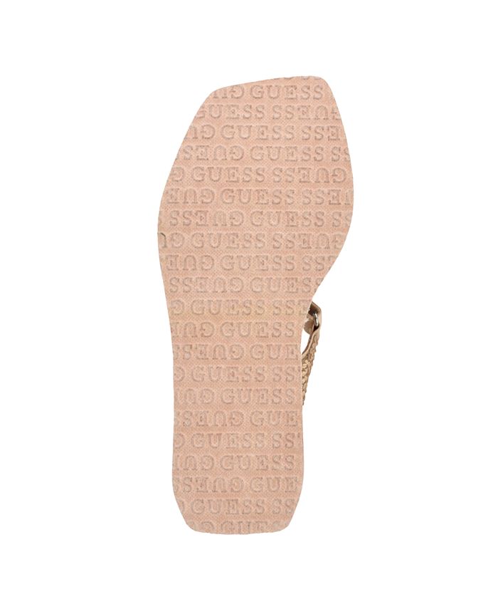GUESS Women's Dawsin Rhinestone Eva Strappy Wedge Sandals - Macy's