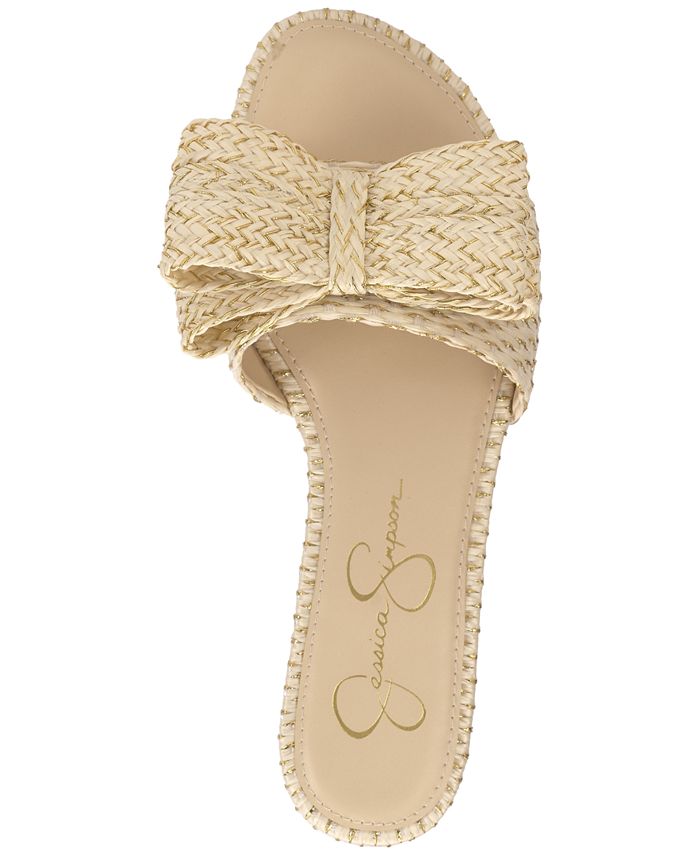 Jessica Simpson Avrena Woven Bow Slide Flat Sandals - Macy's