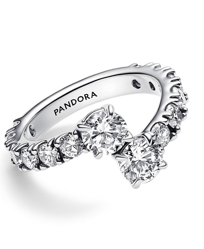 Pandora Sterling Silver Timeless Overlapping Sparkling Band Ring - Macy's
