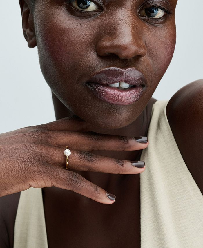 Pandora 14K Gold-Plated Timeless Treated Freshwater Cultured Pearl Ring ...