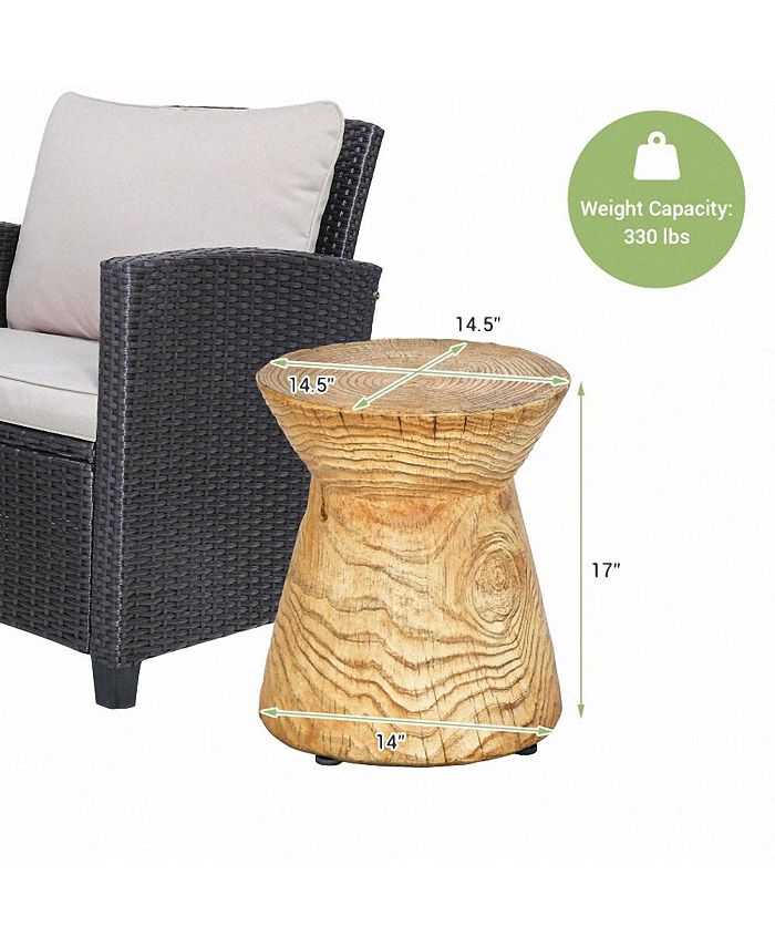 SUGIFT Weather Resident Rock End Table with Wood Grain for Living Room ...