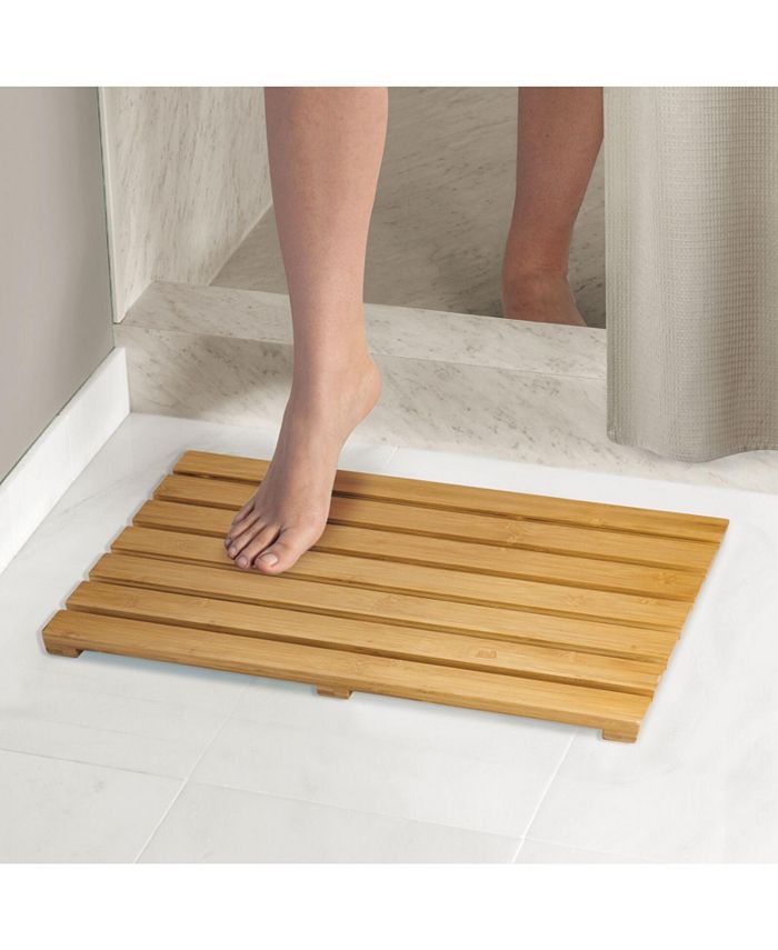 mDesign Bamboo Non-Slip Indoor/Outdoor Spa Bath Mat - Natural Light ...