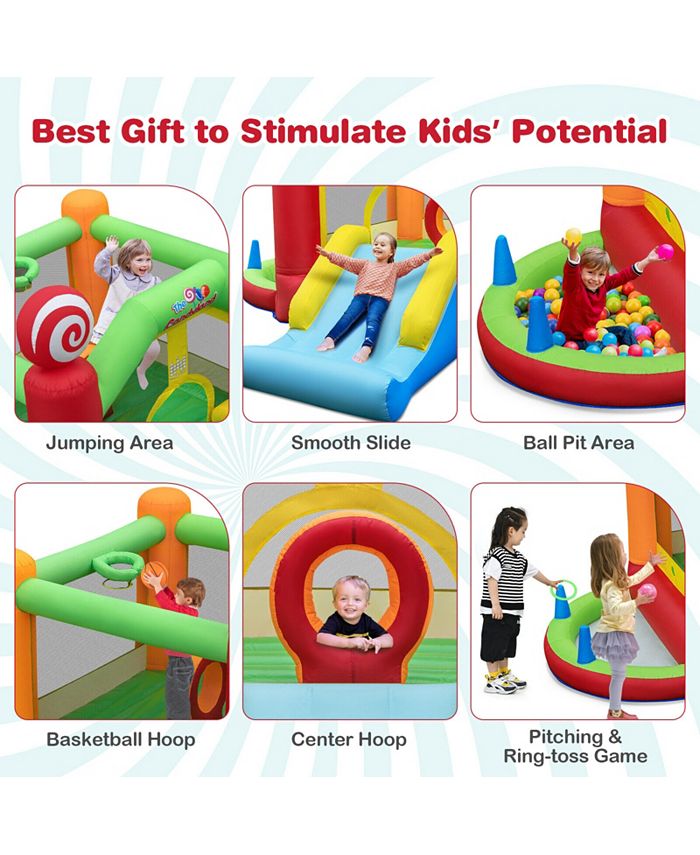 INOLAIT Candy Land Theme Kids Inflatable Bounce House with 735W Air ...