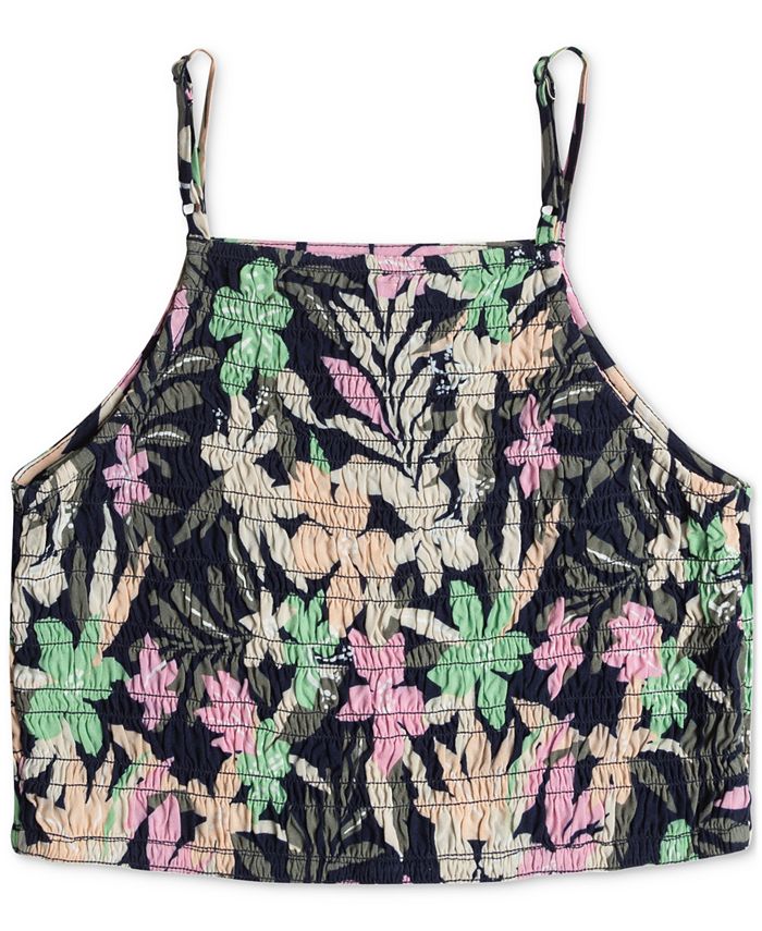 Roxy Big Girls Put It In A Love Song Smocked Cropped Tank Top - Macy's