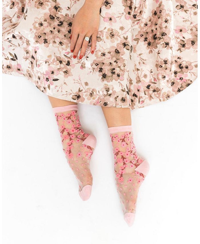 Sock Candy Women's Cherry Blossom Sheer Sock - Macy's