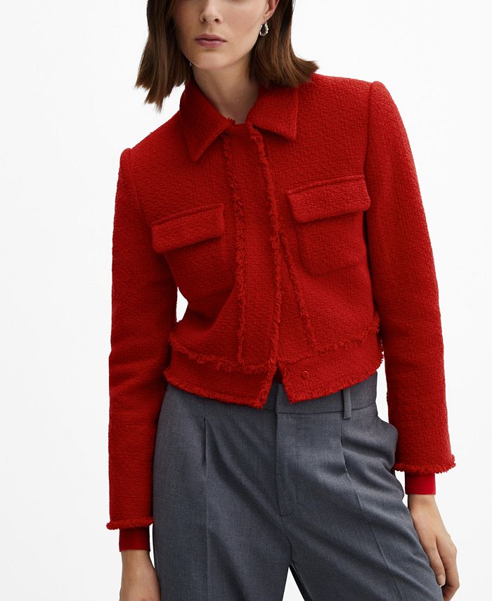 MANGO Women's Crop Tweed Jacket - Macy's