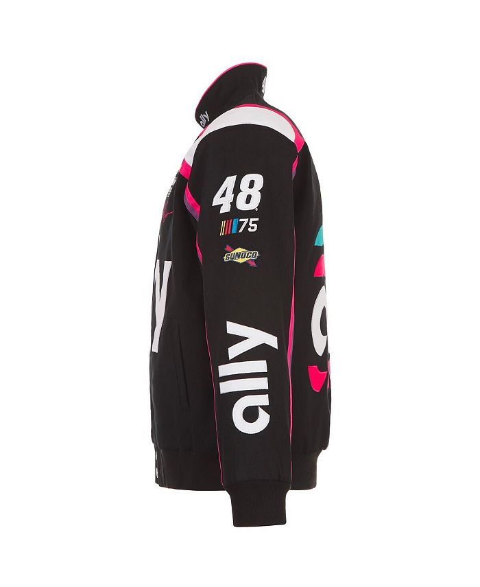 JH Design Men's Black Alex Bowman ally Twill Driver Uniform Full-Snap ...