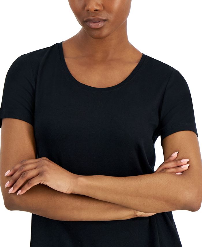 JM Collection Petite Solid Rayon Span Short-Sleeve Top, Created for ...