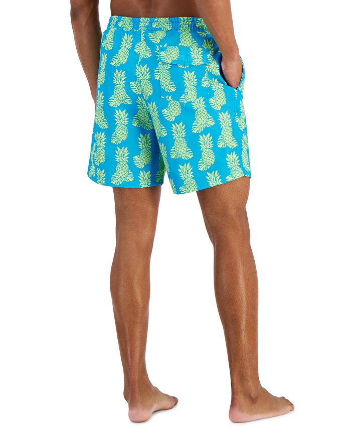 Club Room Men's Pineapple-Print Swim Trunks, Created for Macy's - Macy's