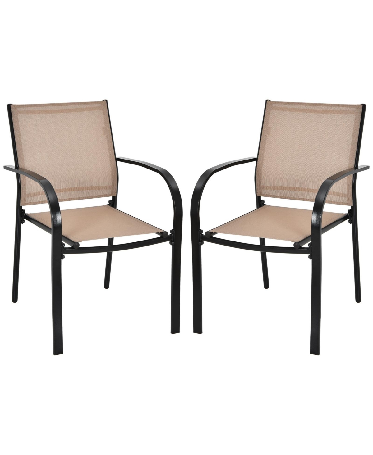 Click here for Set of 2 Patio Stackable Dining Chairs with Armres... prices