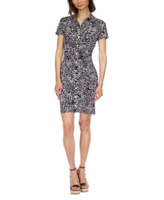 MICHAEL Michael Kors Petite Animal-Print Snap-Front Dress - Macy's