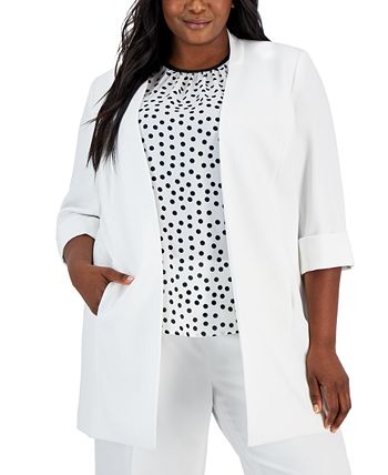 Kasper Plus Size Stretch Crepe Topper Jacket - Macy's