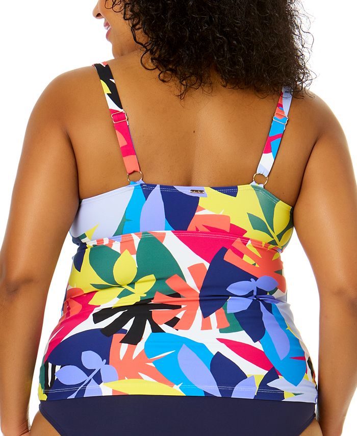 Anne Cole Plus Size Crossover Bandeau Underwire Tankini Top - Macy's