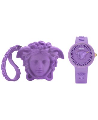 Versace Women's Swiss Purple Silicone Strap Watch 38mm - Macy's