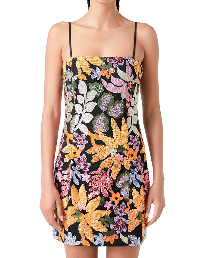 endless rose Women's Floral Sequin Sleeveless Mini Dress - Macy's