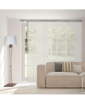 Dappled Ash Blind 4-Panel Single Rail Panel Track Extendable 48"-88"W x ...