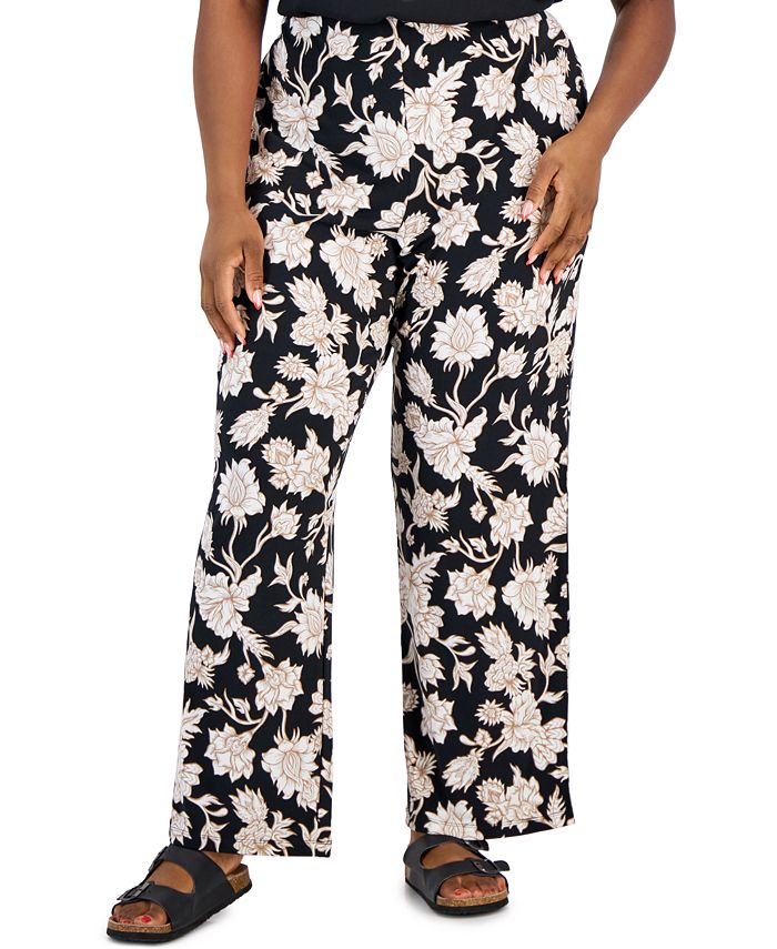 Jm Collection Plus Size Elena Printed Wide Leg Pants Created For Macy