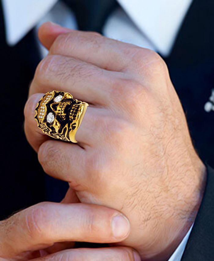 Blackjack Cubic Zirconia Ornately Detailed Skull Statement Ring - Macy's