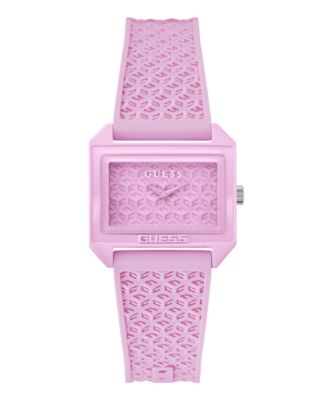 GUESS Women's Analog Pink Silicone Watch 32mm - Macy's