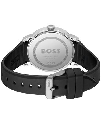 Hugo Boss Men's Dean Quartz Basic Calendar Black Silicone Watch 41mm ...