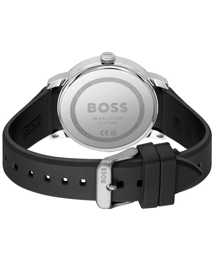 Hugo Boss Men's Dean Quartz Basic Calendar Black Silicone Watch 41mm ...