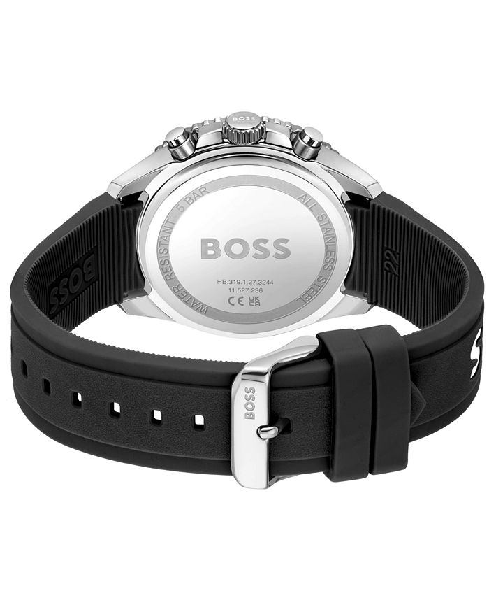 Hugo Boss Men's Runner Quartz Chrono Black Silicone Watch 44mm - Macy's