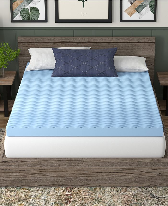 Vibe 4" Wave Convoluted Gel Memory Foam Mattress Topper, Twin - Macy's