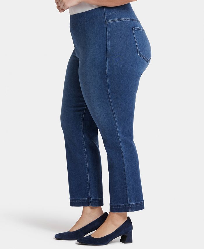 NYDJ Plus Size Bailey Relaxed Straight Ankle Pull-On Jeans - Macy's