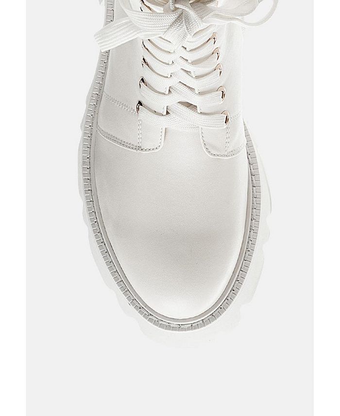 London Rag drill chunky white lace up ankle boots - Macy's