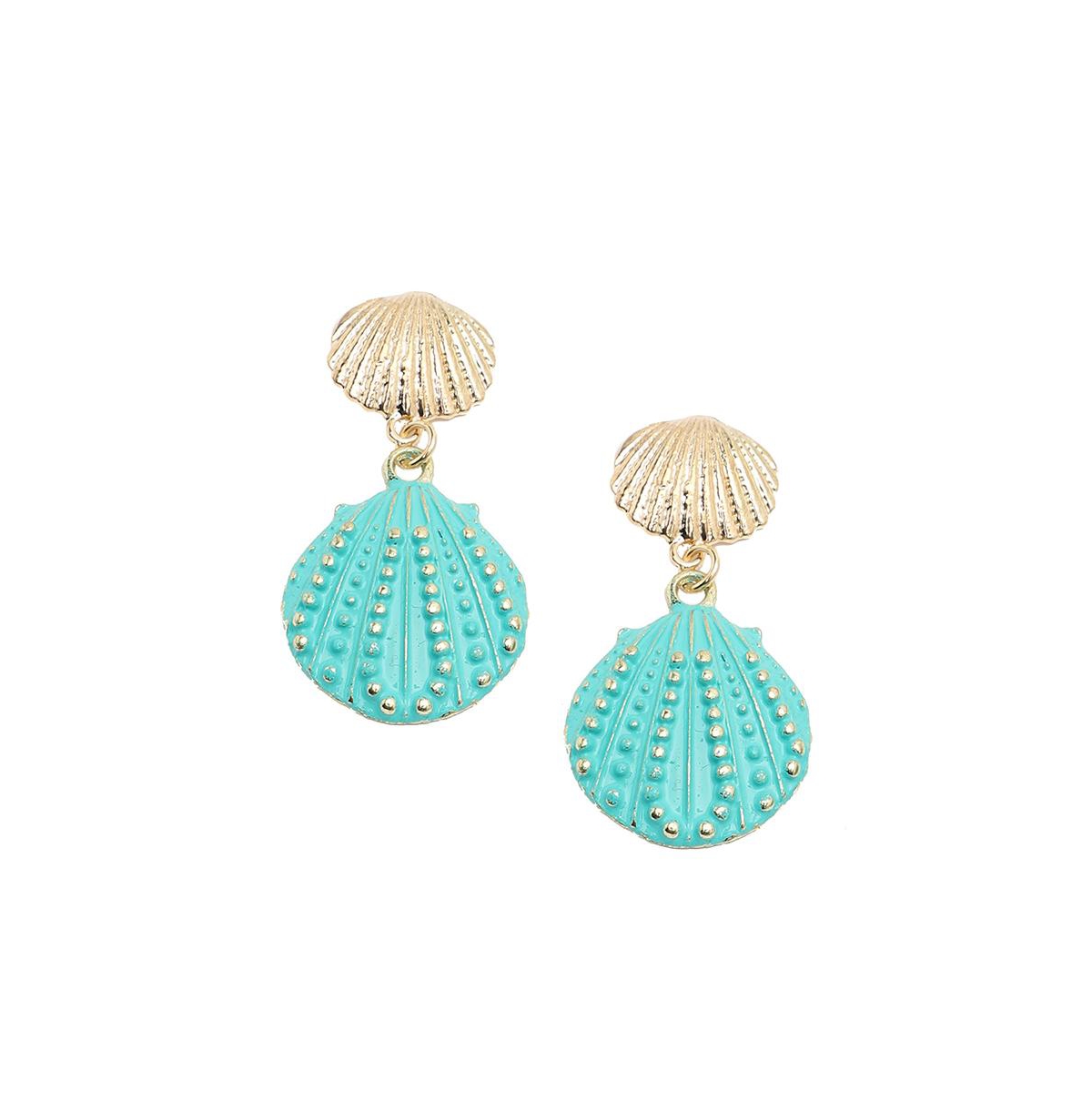 Click here for Sohi Womens Seashell Drop Earrings - Blue prices